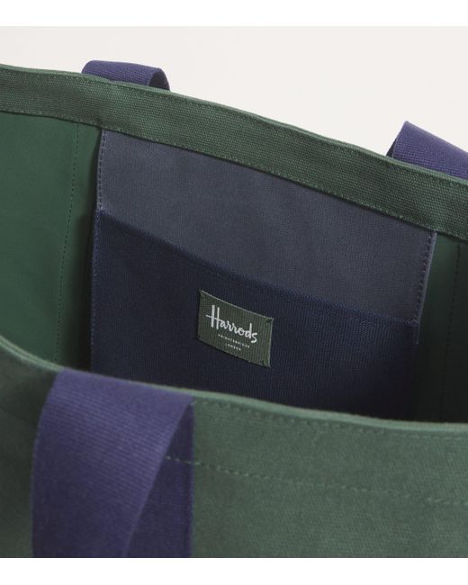 Harrods Large Cotton Logo Tote Bag in Green | Lyst