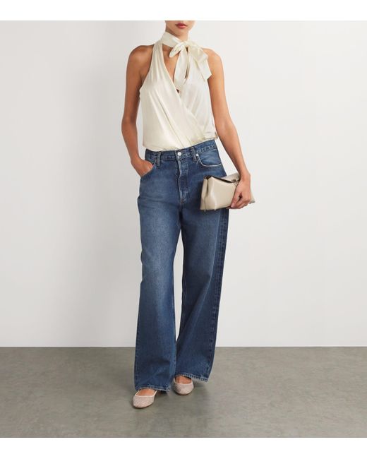 Veronica Beard X Poppy Delevingne Stretch-Silk Fernanda Bodysuit in ...