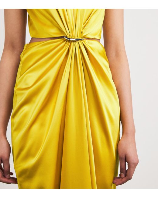 Max Mara Silk Satin Hourglass Maxi Dress in Yellow | Lyst