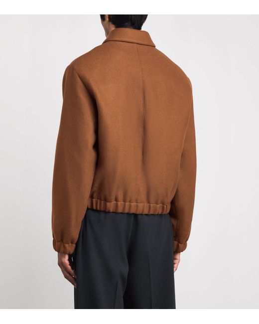 Ami Paris Boiled Wool Bomber Jacket in Brown for Men | Lyst UK