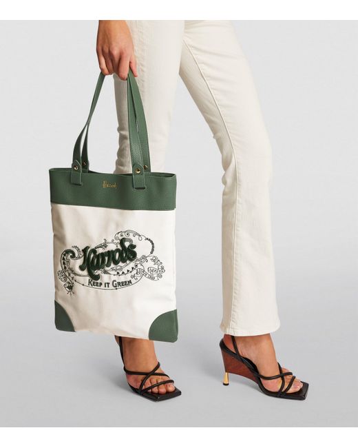 Harrods Embroidered Logo Tote Bag | Lyst