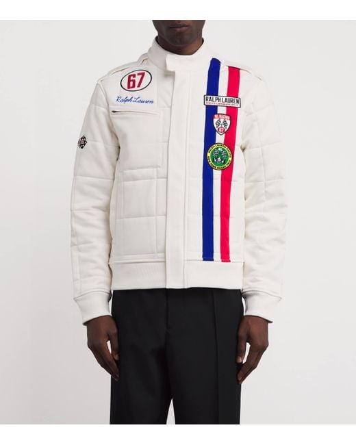 Polo Ralph Lauren Double-Knit Racing Logo Jacket in White for Men | Lyst