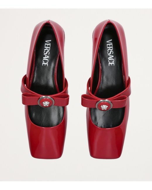 Versace Leather Mary Janes in Red | Lyst