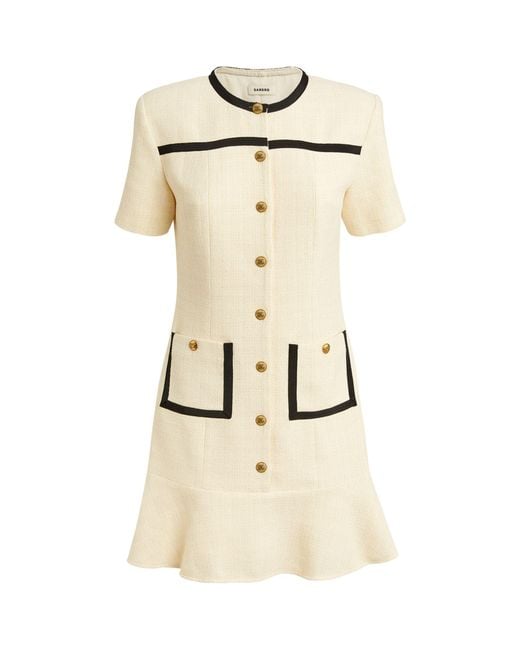 Sandro Tweed Mini Dress in Natural | Lyst UK