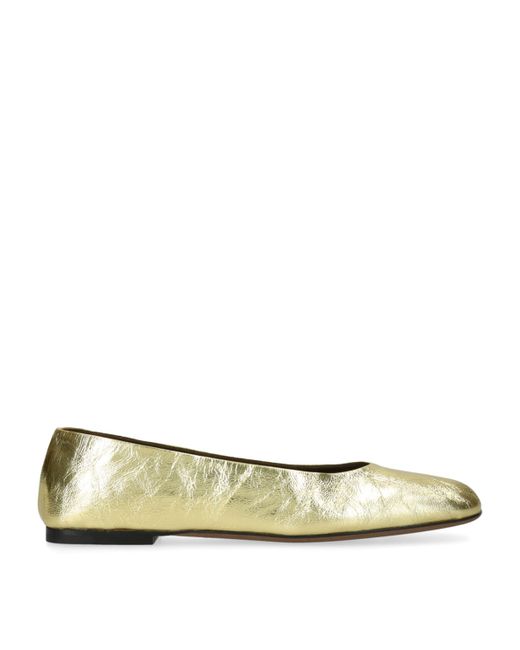 The Row Metallic Leather Ballet Flats in Natural | Lyst