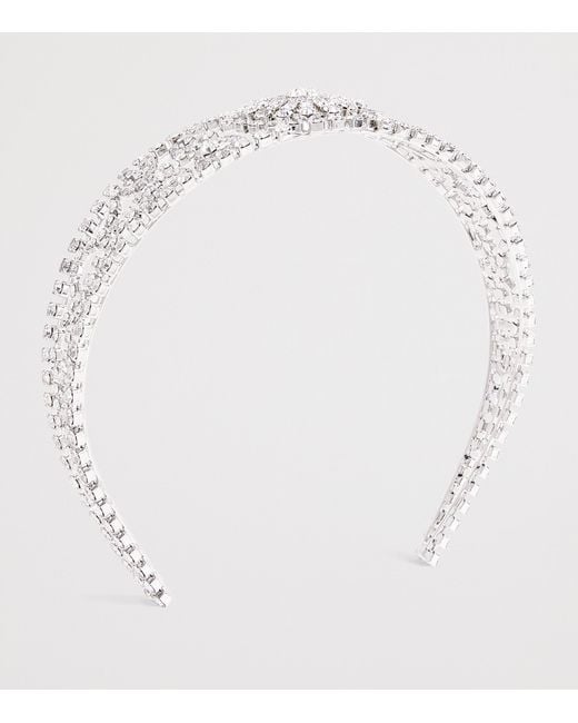 Jennifer Behr Crystal Clarabow Headband in White | Lyst UK