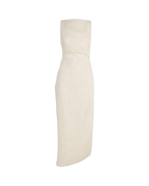 SIR. Linen Raquel Midi Dress in White | Lyst UK