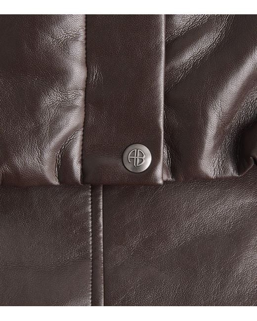 Anine Bing Leather-Blend Cyrus Bomber Jacket in Brown | Lyst UK