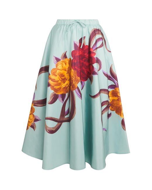 La DoubleJ Floral Drawstring Midi Skirt in Blue | Lyst UK