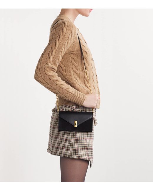 Polo Ralph Lauren Leather-Suede Polo Id Chain Wallet in Black | Lyst