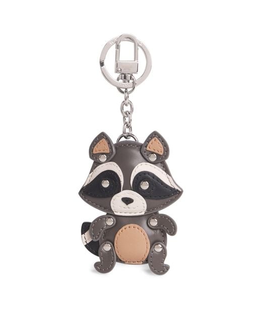 Weekend by Maxmara Leather Raccoon Key Ring in White | Lyst
