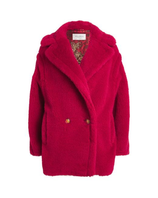 Max Mara Short Teddy Bear Icon Coat in Red | Lyst