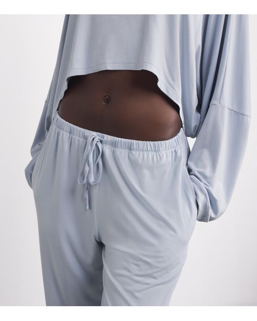 Skims Modal-Blend Henley Pyjama Set in Blue | Lyst UK