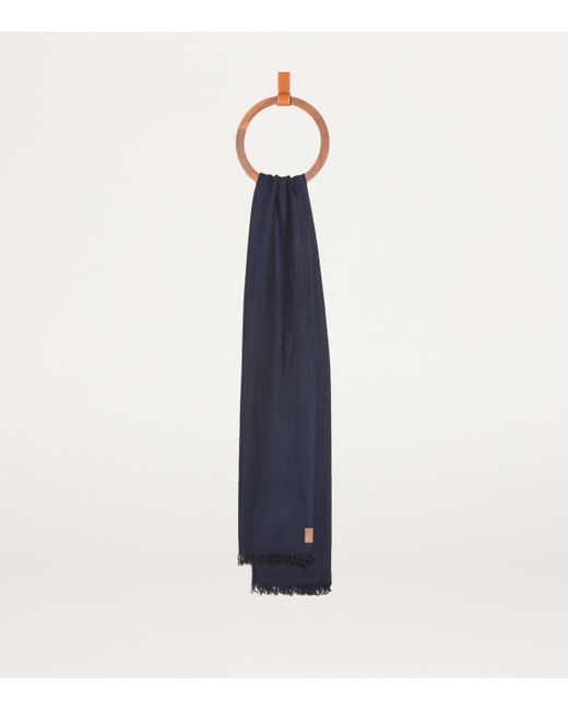 Loewe Cashmere Logo Scarf in Blue | Lyst