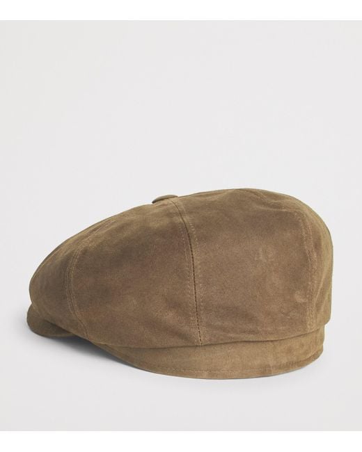 Stetson Leather Hatteras Flat Cap in Brown for Men | Lyst UK