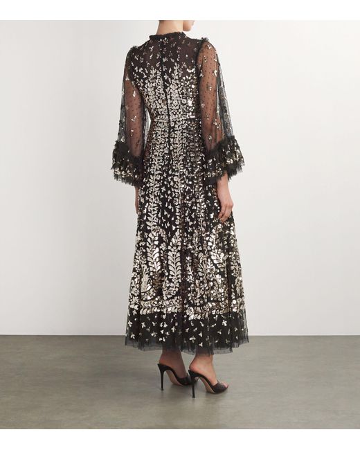 Needle & Thread Sequin-Embellished Fern Gown in Black | Lyst