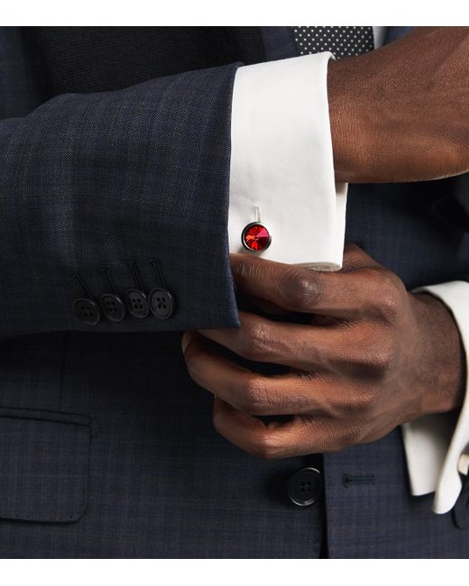 Giorgio Armani Sterling Embellished Cufflinks in Red for Men | Lyst UK