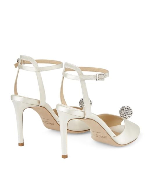 Jimmy Choo Sacora 85 Satin Sandals in White | Lyst