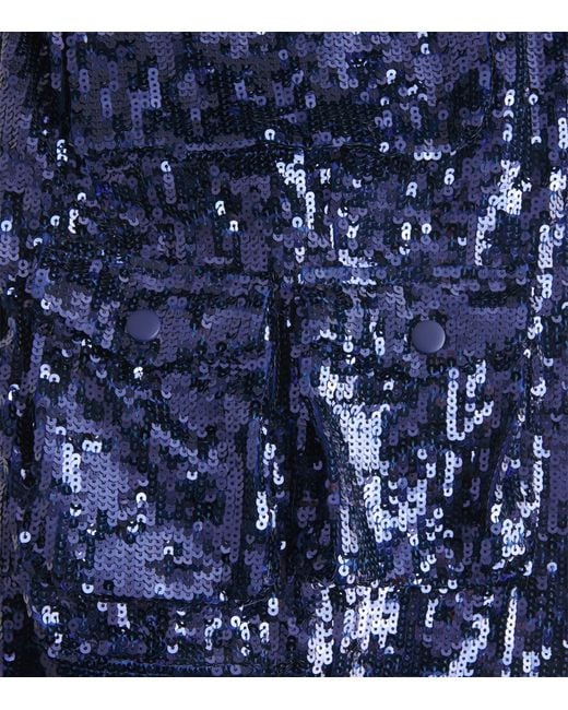 Alice + Olivia Sequin Olympia Cargo Trousers in Blue | Lyst UK