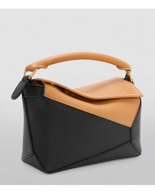 Loewe Mini Leather Puzzle Edge Top-Handle Bag in Brown | Lyst
