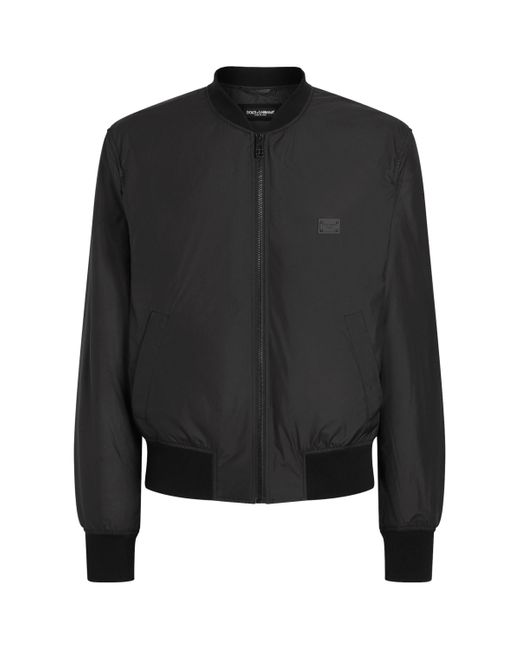 Dolce & Gabbana Padded Logo Tag Bomber Jacket in Black for Men | Lyst UK