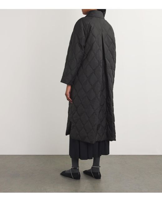 Ganni Quilted Ripstop Longline Coat in Black | Lyst