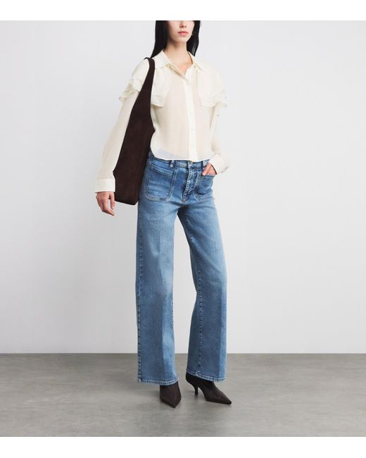 FRAME Silk Cape Blouse in White | Lyst UK