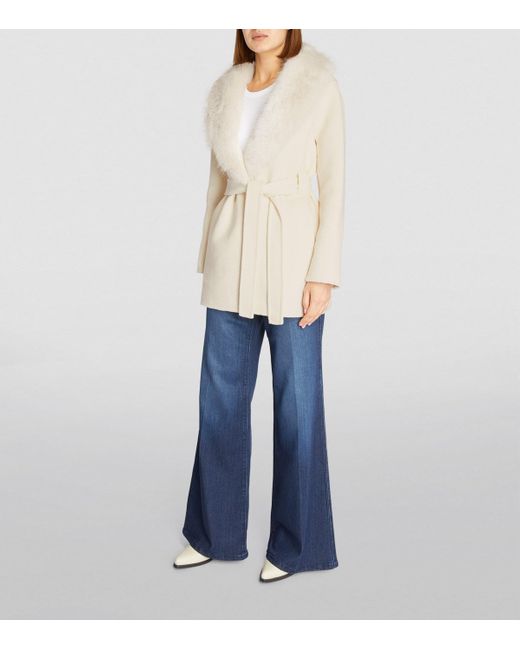 Maje Wool-Blend Wrap Coat in White | Lyst UK