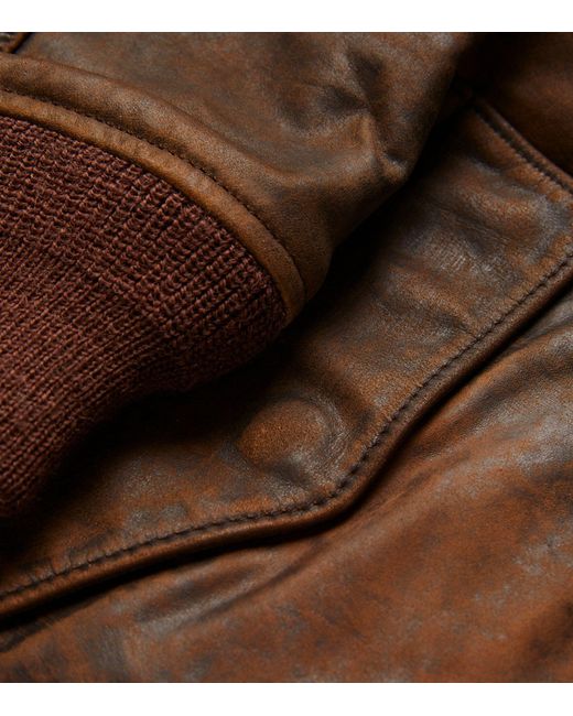 Polo Ralph Lauren Leather Bomber Jacket in Brown for Men | Lyst