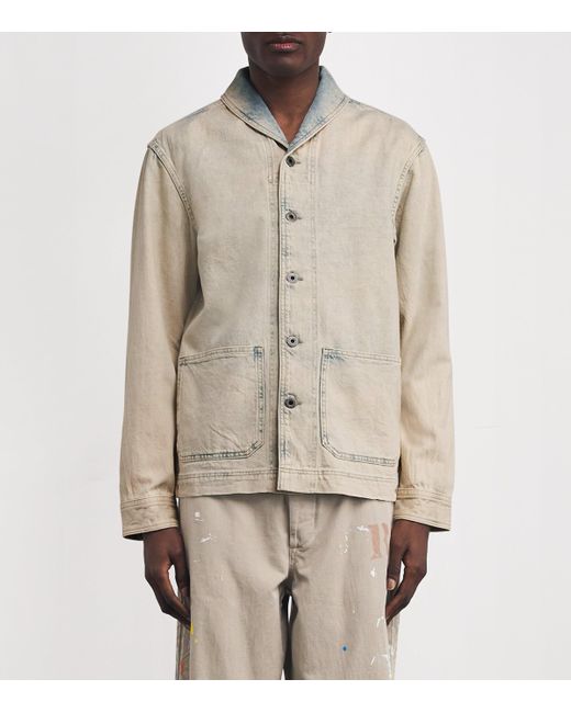 Polo Ralph Lauren Faded-Denim Perkins Jacket in Natural | Lyst