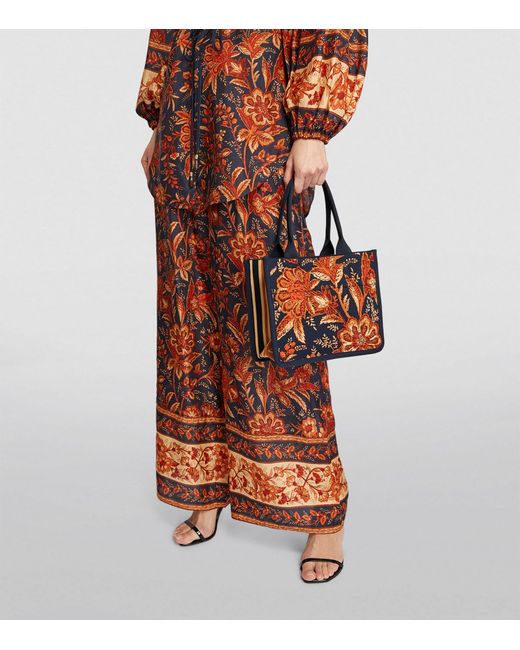 Zimmermann Small Jacquard Floral Tote Bag in Red | Lyst