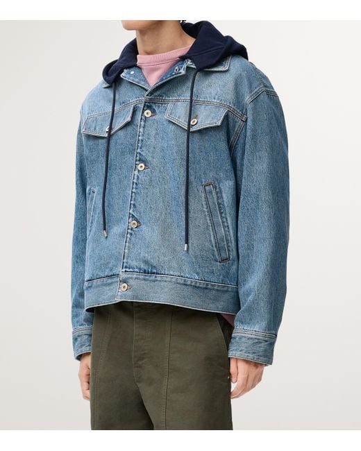 Loewe Leather-Patch Denim Jacket in Blue for Men | Lyst