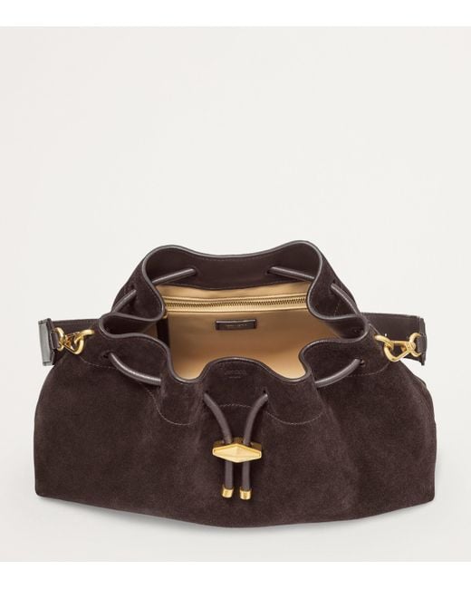 Jimmy Choo Medium Cinch Suede Shoulder Bag in Brown | Lyst