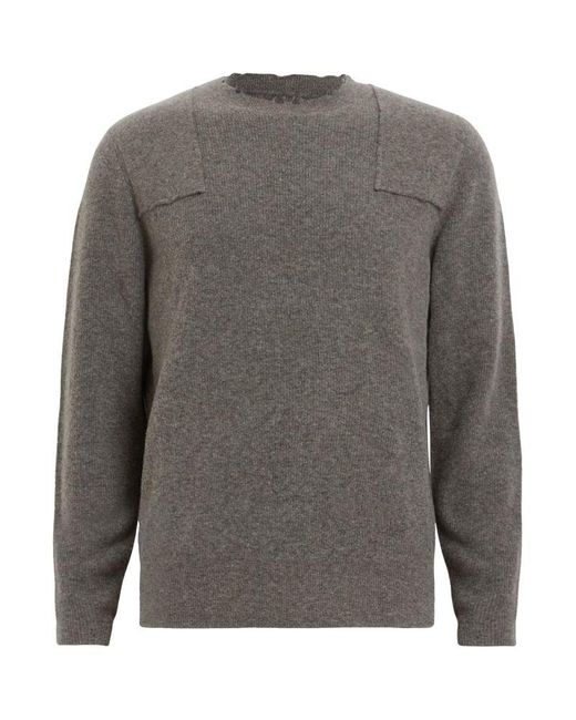 AllSaints Wool-Blend Distressed Pointer Sweater in Grey for Men | Lyst UK