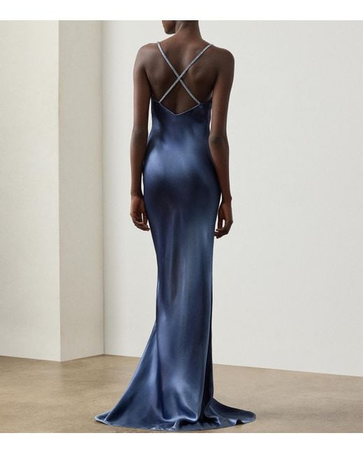 Ralph Lauren Autumn Crystal Strappy Evening Dress in Blue | Lyst