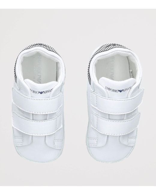 Giorgio Armani Leather Velcro Crib Sneakers in White for Men | Lyst UK