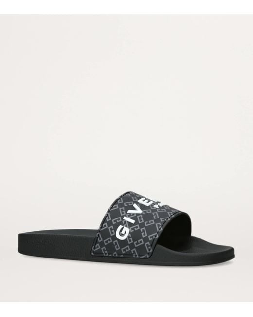 Givenchy Rubber Monogram Logo Slides in Black for Men | Lyst