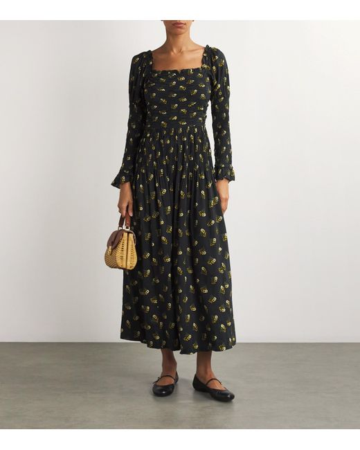 Doen Floral Wilmina Maxi Dress in Black | Lyst
