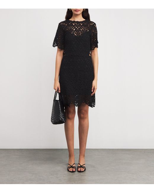 Maje Cotton Crochet Mini Dress in Black | Lyst