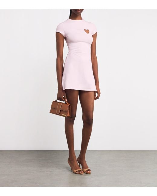 Skims Stretch-Cotton Heart Mini Dress in Pink | Lyst