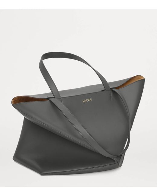 Loewe Extra Large Leather Puzzle Fold Tote Bag in Black | Lyst