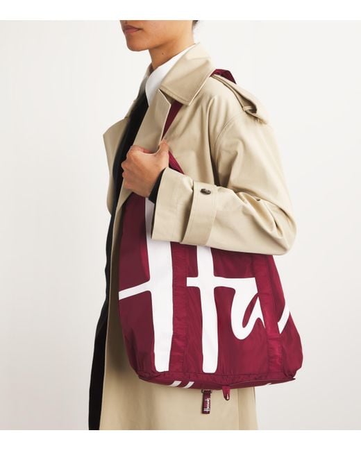 Harrods Logo Pocket Shopper Bag in Red | Lyst