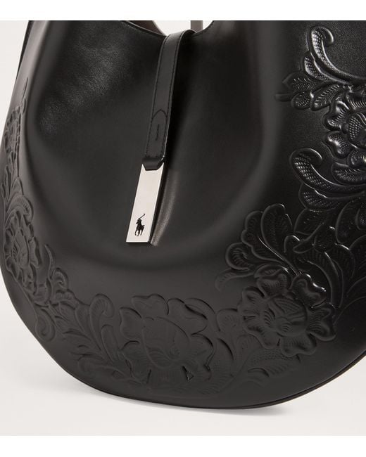 Polo Ralph Lauren Large Leather Polo Id Shoulder Bag in Black | Lyst