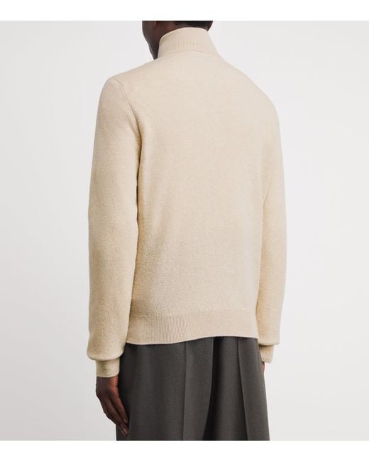 Ralph Lauren Cashmere Quarter-Zip Sweater in Natural for Men | Lyst