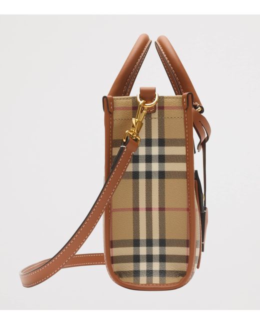 Burberry Mini Check Freya Tote Bag in Brown | Lyst UK