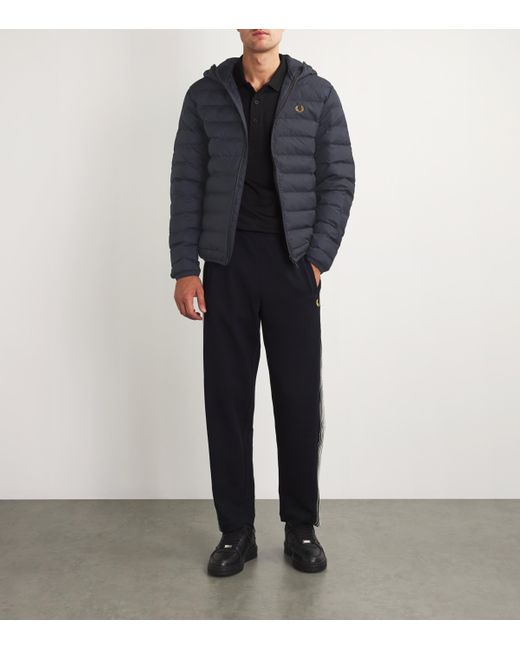 Fred Perry Hooded Puffer Jacket in Blue for Men | Lyst