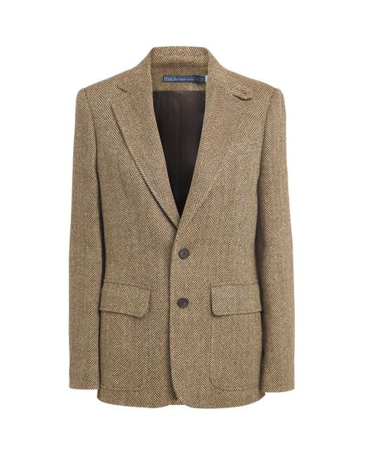 Polo Ralph Lauren Linen-Blend Herringbone Blazer in Brown | Lyst UK