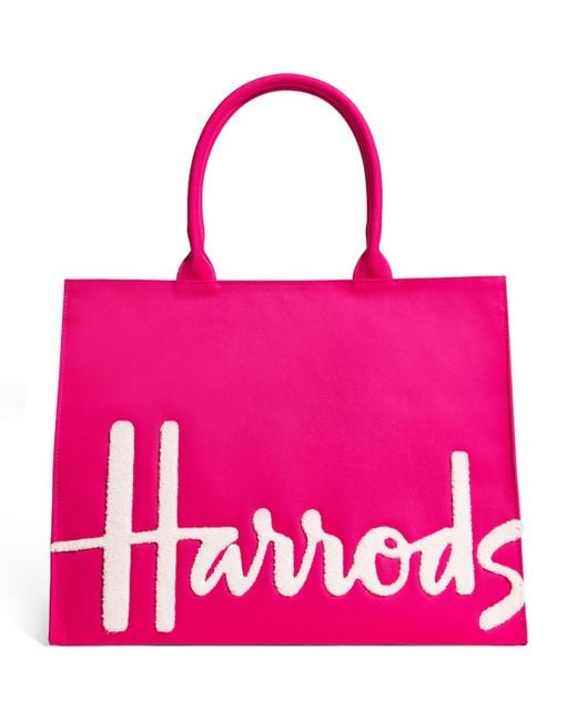 Harrods Large Cotton Logo Tote Bag in Pink | Lyst Canada