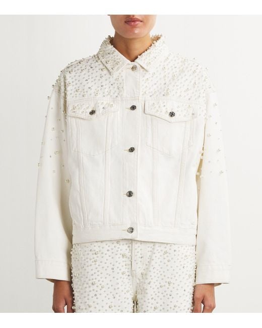 FRAME The Pearl Denim Jacket in White | Lyst