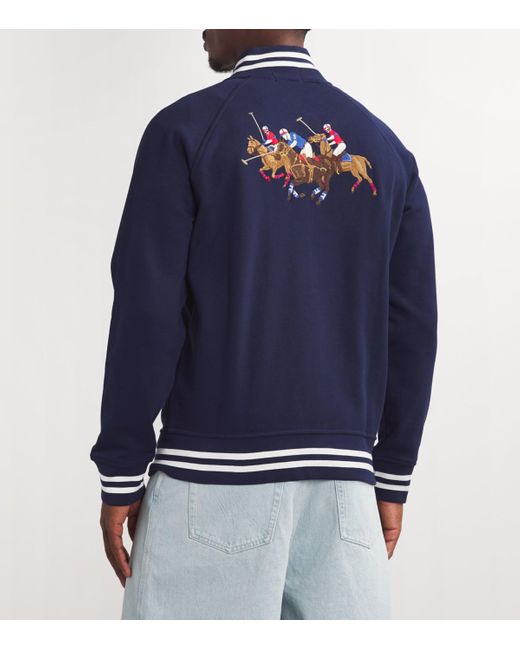 Polo Ralph Lauren Triple Pony Bomber Jacket in Blue for Men | Lyst